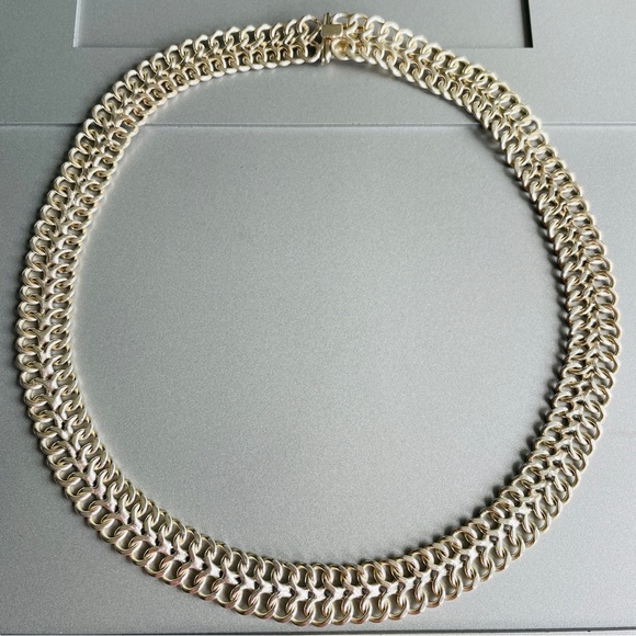 Jewelry | Mexico Sterling Silver Double Chain Massive Mesh Collar ...